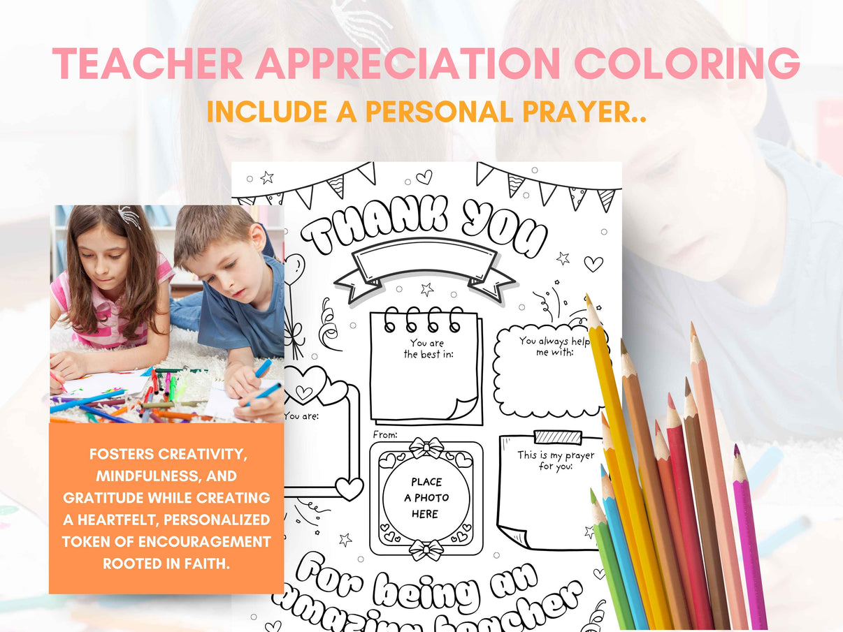 Teacher Appreciation Gift - Coloring Page with Prayer and Photo – The ...